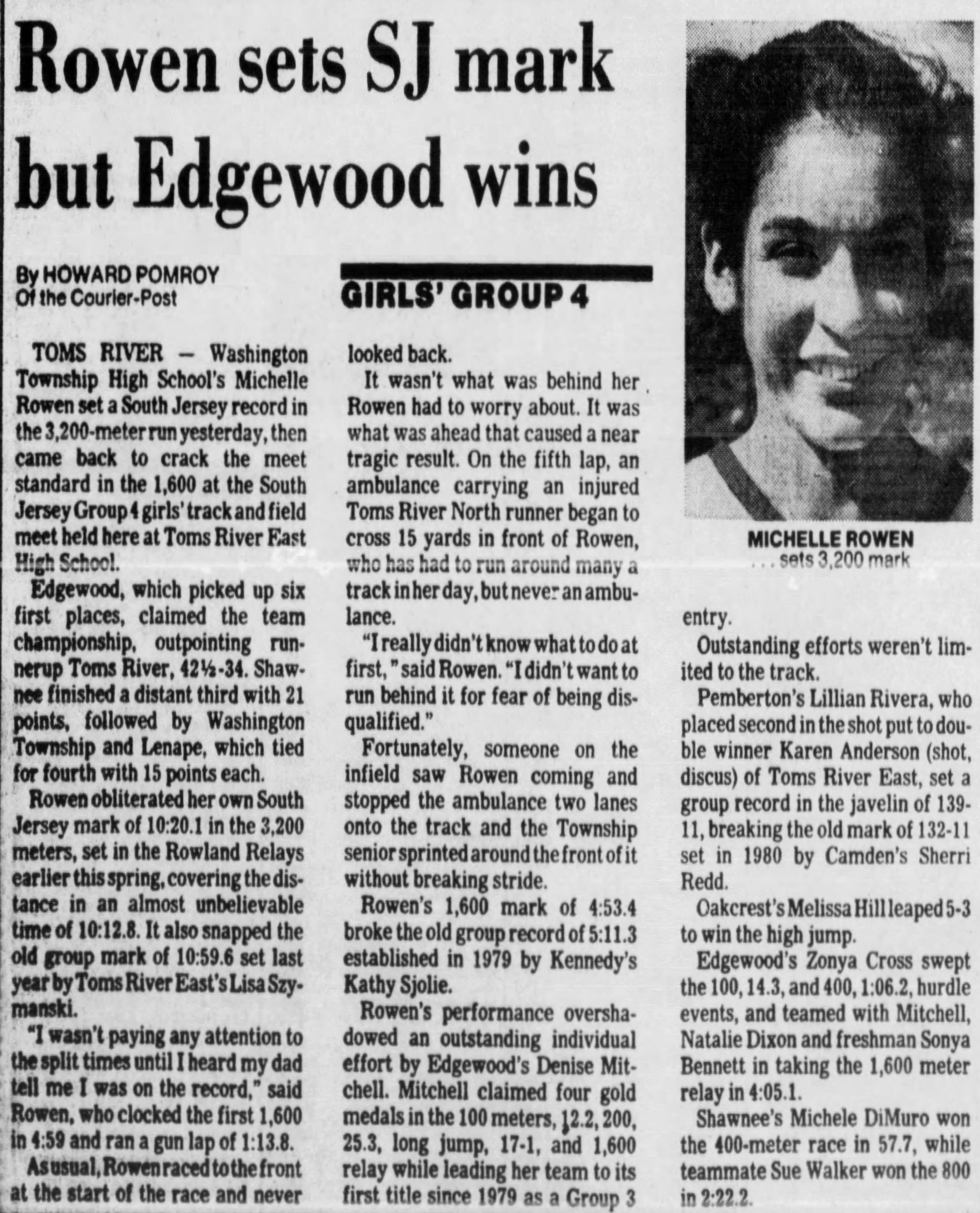 Michelle Rowen and the S.J. record that has stood for 36 years!!! Plus ...